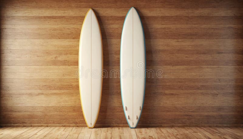 Different Blank Surfboards for Wave Surfing Standing in a Row on a Wall ...