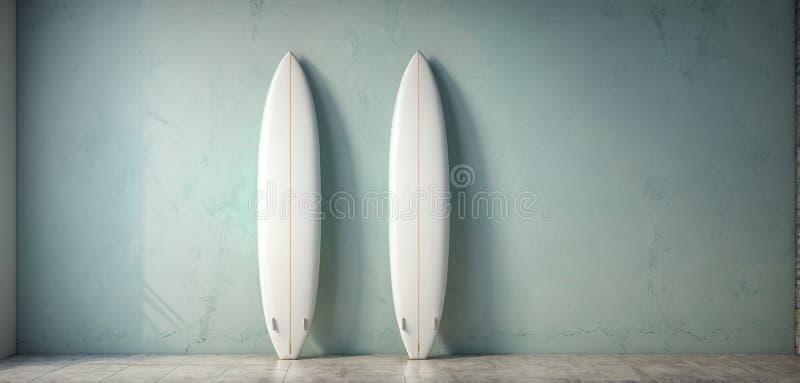 Different Blank Surfboards for Wave Surfing Standing in a Row on a Wall ...