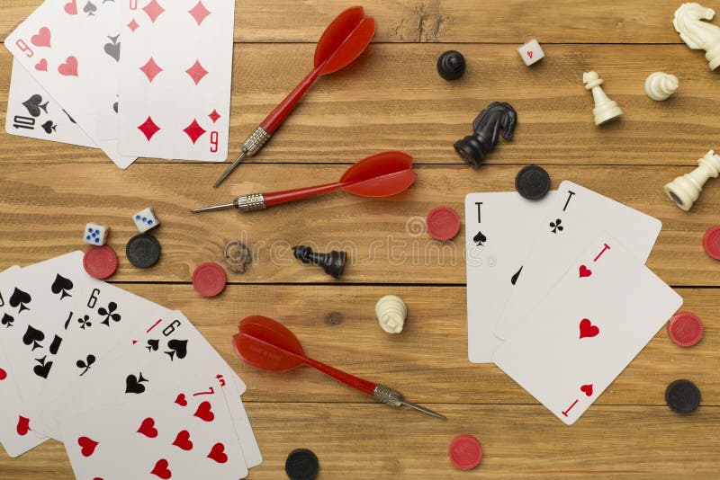 Different Board Games on Wooden Background, Top View Stock Image ...