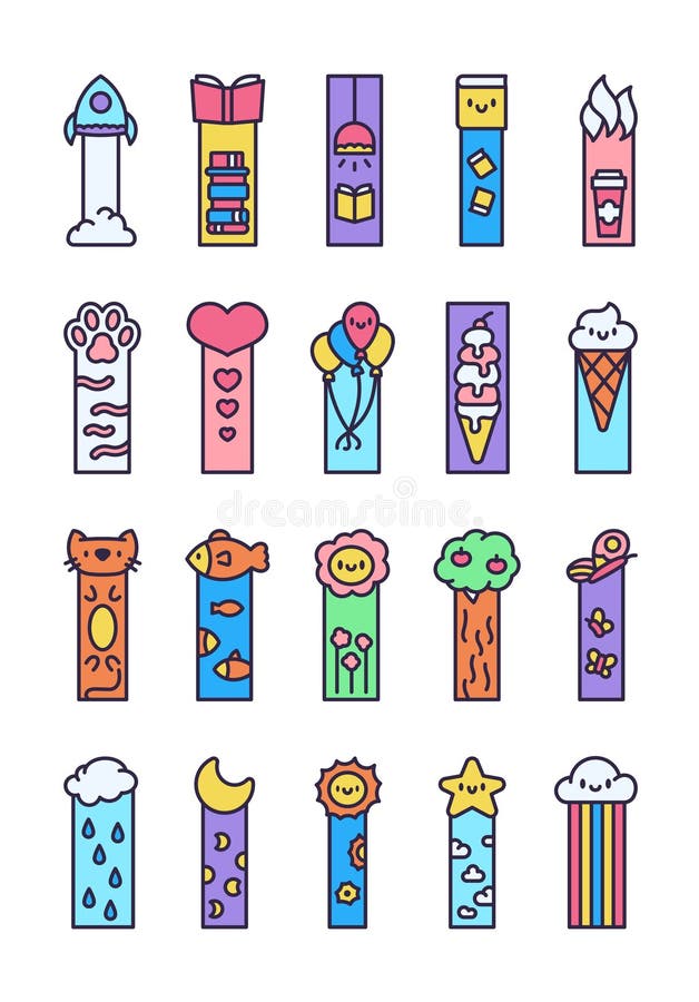Different Bookmarks for the Textbook Stock Illustration - Illustration ...