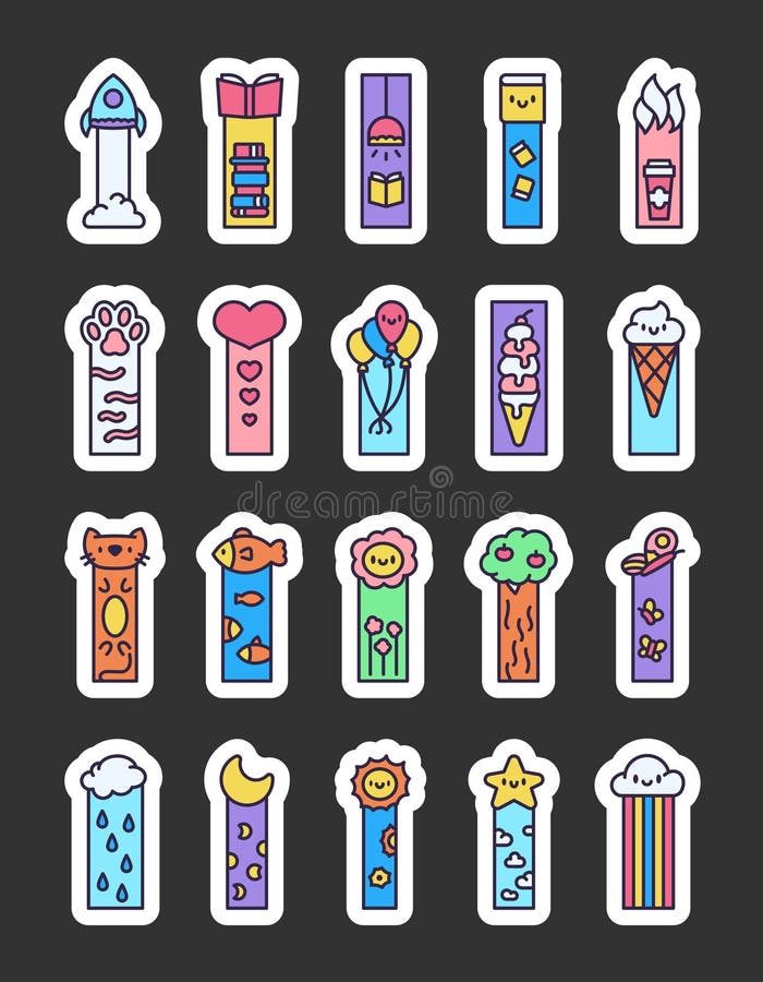 Different Bookmarks for the Textbook. Sticker Stock Vector ...