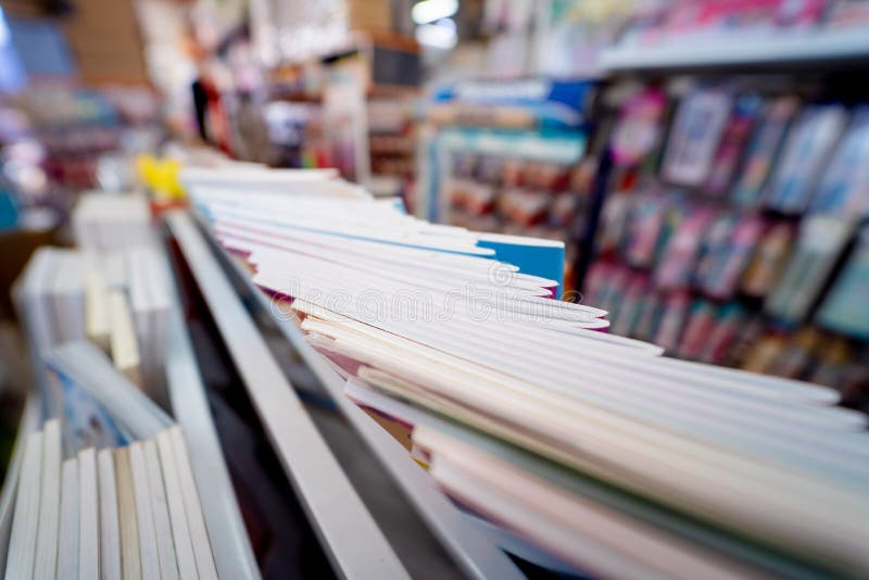 Different Books Lying on the Shelves in the Book Store Stock Image ...