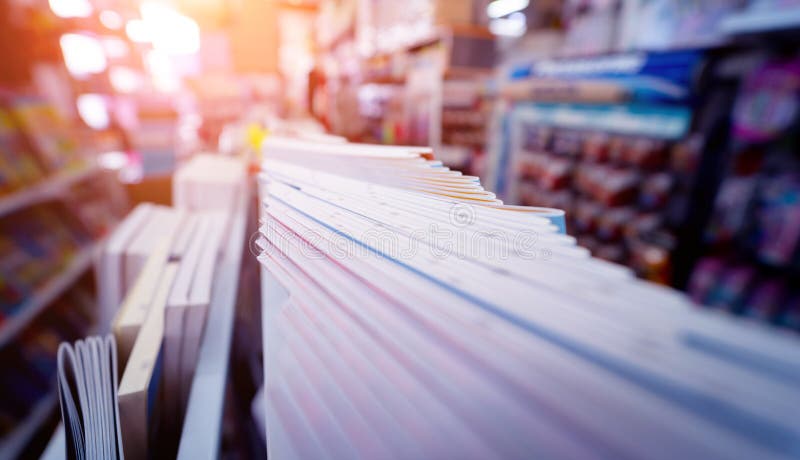 Different Books Lying on the Shelves in the Book Store Stock Photo ...