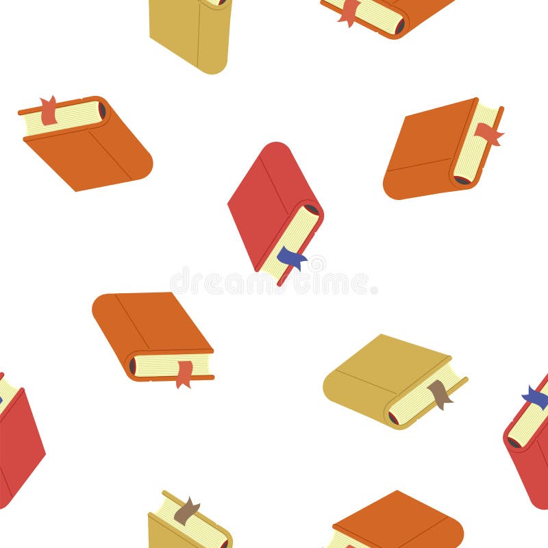 Different Books Seamless Pattern on White Background Stock Vector ...
