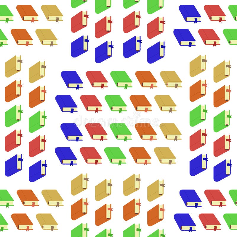 Different Books Seamless Pattern on White Background Stock Illustration ...