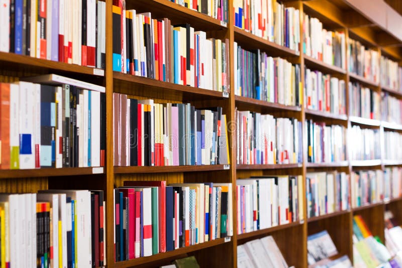 Books on Shelves in Library Stock Image - Image of bookcase, book ...