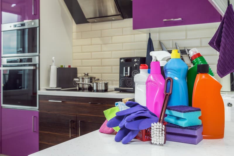 Different Bottles of Detergents and Cleaning Agents for Cleaning the ...