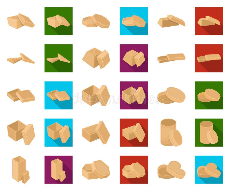 Different Boxes Cartoon,flat Icons in Set Collection for Design.Packing ...