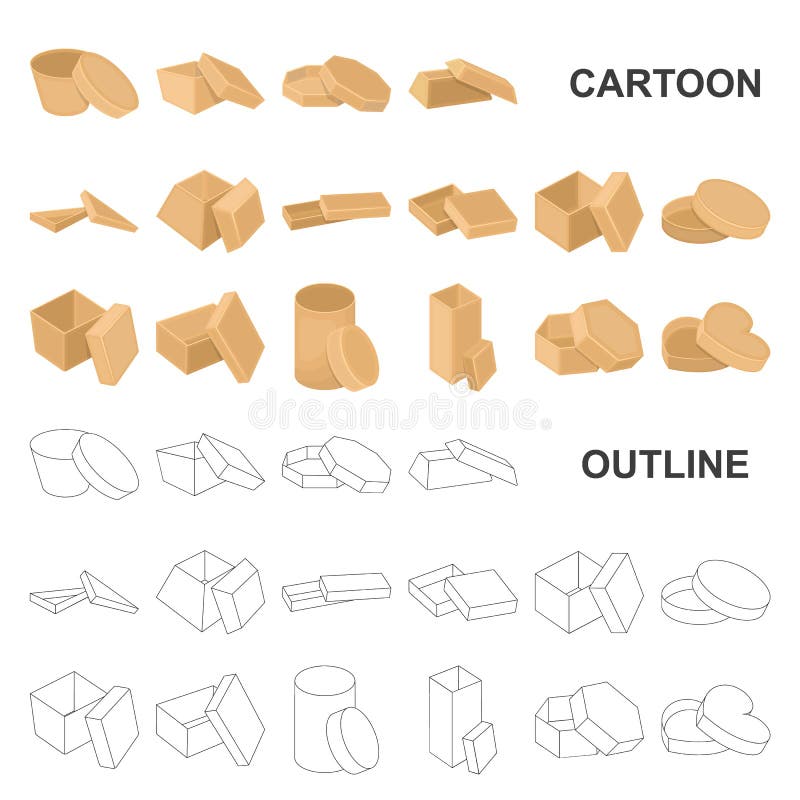 Different Boxes Cartoon Icons in Set Collection for Design.Packing Box ...