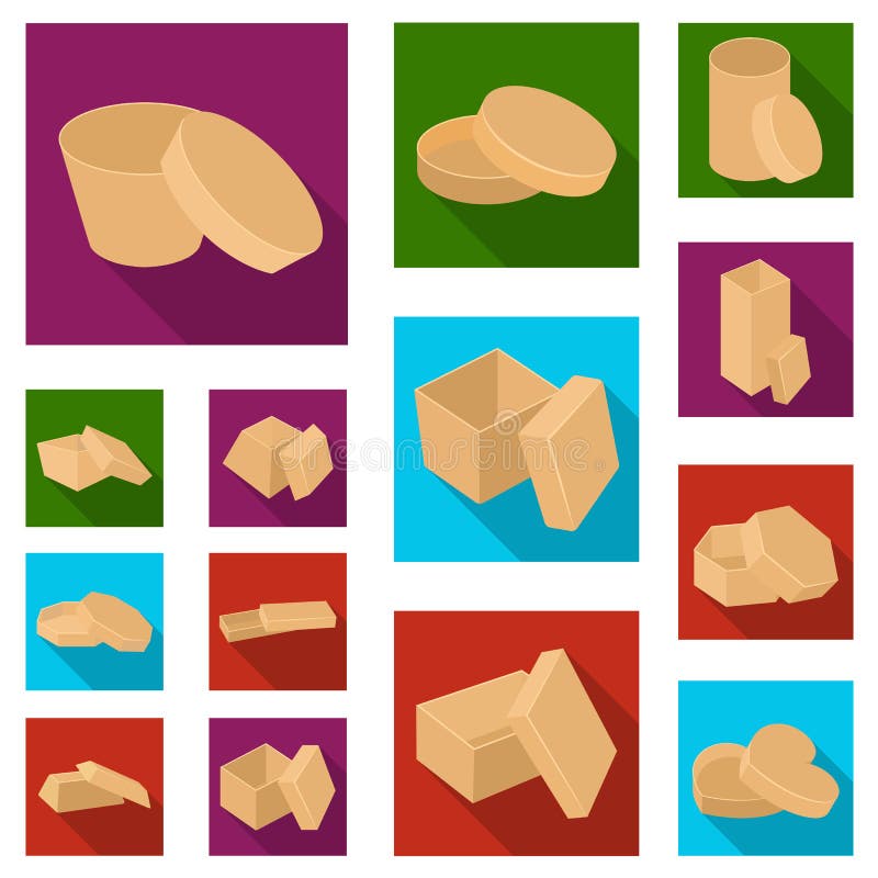 Different Boxes Flat Icons in Set Collection for Design. Packing Box ...