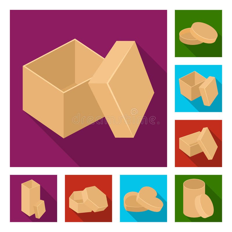 Different Boxes Flat Icons in Set Collection for Design.Packing Box ...
