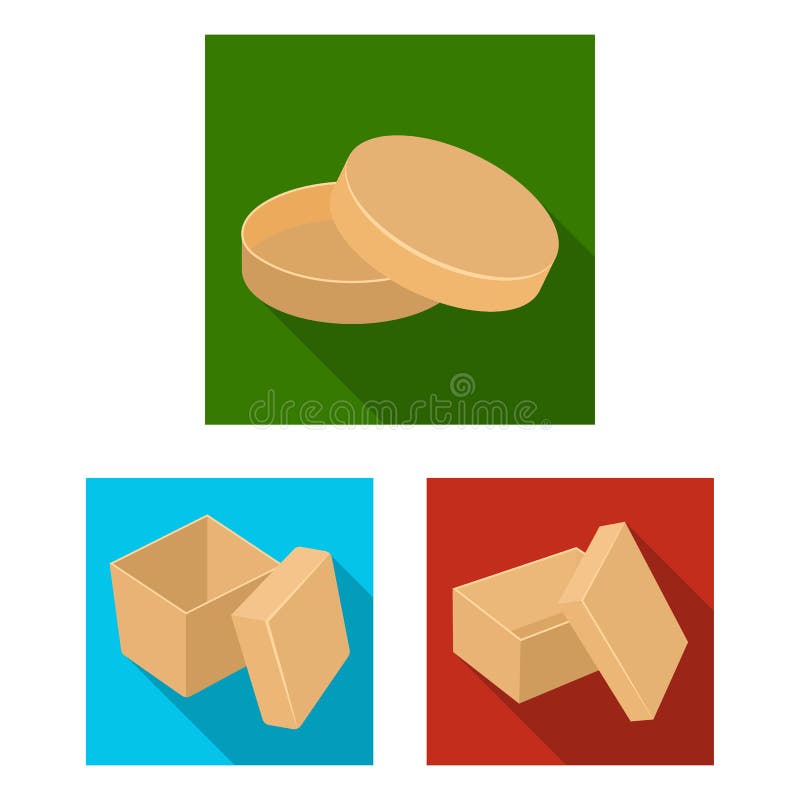 Different Boxes Flat Icons in Set Collection for Design.Packing Box ...