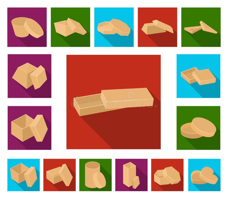 Different Boxes Flat Icons in Set Collection for Design.Packing Box ...