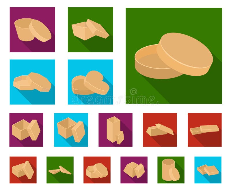 Different Boxes Flat Icons in Set Collection for Design.Packing Box ...