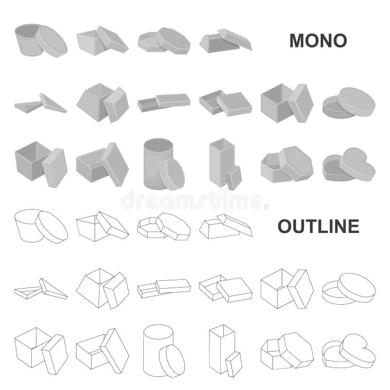 Different Boxes Monochrome,outline Icons in Set Collection for Design ...