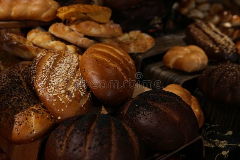 Different Bread Rolls on the Table Bakeries Stock Image - Image of ...
