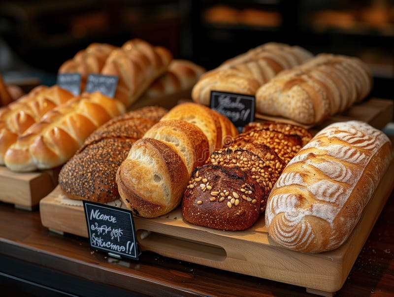 Different Breads on the Counter Stock Illustration - Illustration of ...