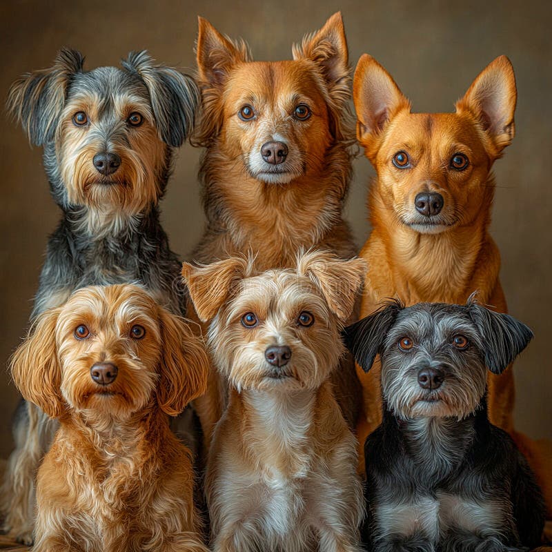 Different Breeds of Dogs Pose in a Family Pose Stock Illustration ...