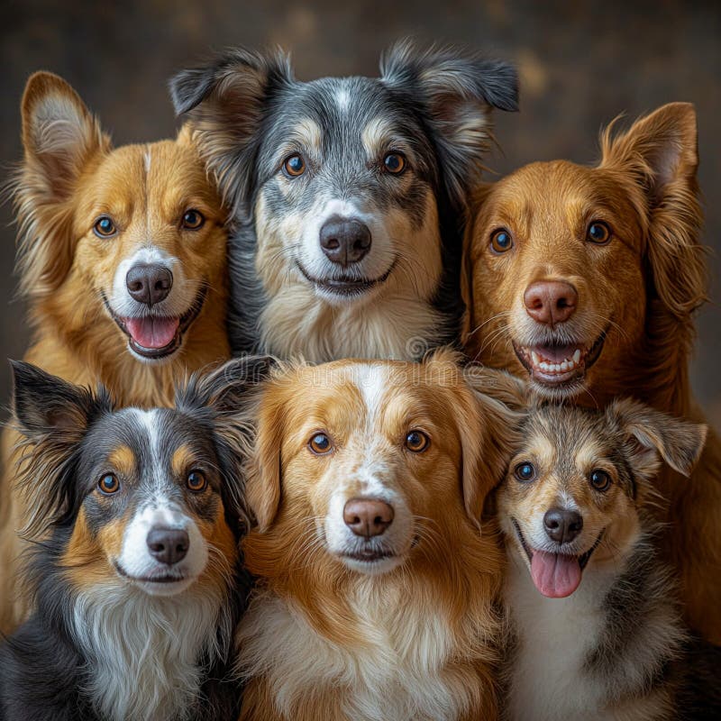 Different Breeds of Dogs Pose in a Family Pose Stock Image - Image of ...