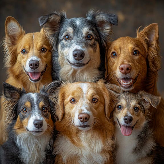 Different Breeds of Dogs Pose in a Family Pose Stock Image - Image of ...
