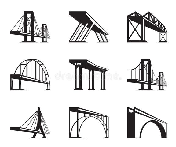Different Bridges in Perspective Stock Vector - Illustration of iron ...