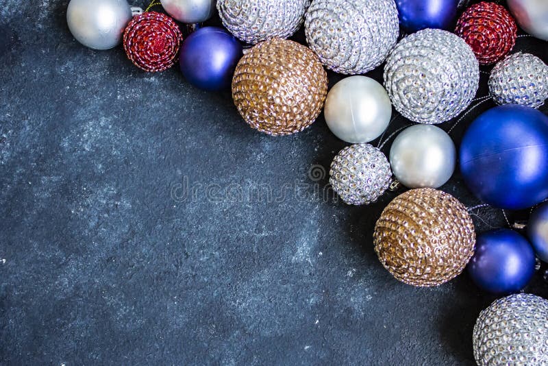 Different Colored Eve Toys Decorations on Dark Backdrop Stock Photo ...