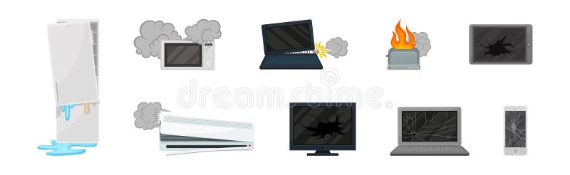 Damaged Electronic Equipment Stock Illustrations – 571 Damaged ...