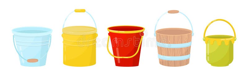Different Buckets and Useful in Household Containers Vector Set Stock ...