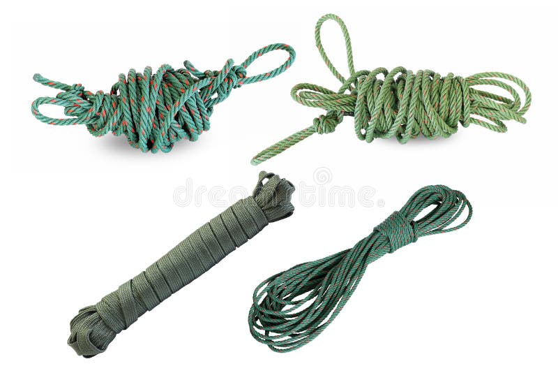 Bundle Nylon Rope Isolated on White Background Stock Photo - Image of ...