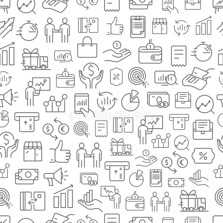 Different Business App Icons Seamless Pattern Stock Vector ...