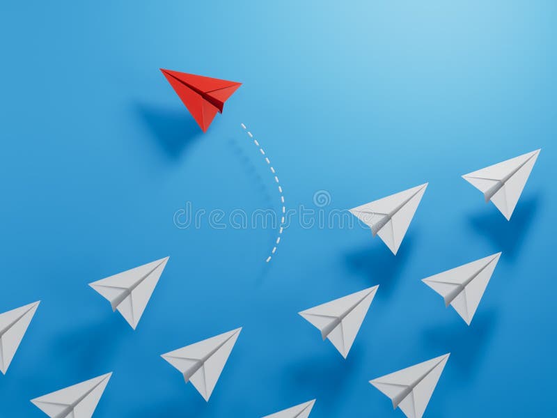 Different Business Concept.Red Paper Plane Changing Direction from ...