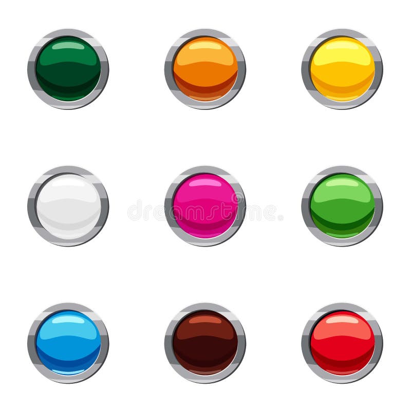 Different Buttons Icons Set, Cartoon Style Stock Vector - Illustration ...