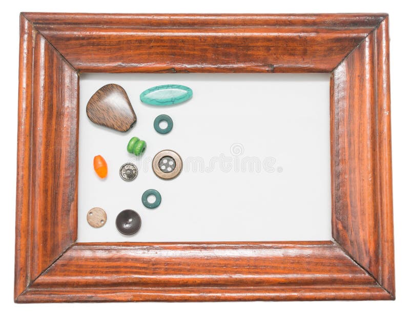 Different Buttons in a Wooden Frame Stock Image - Image of wooden ...