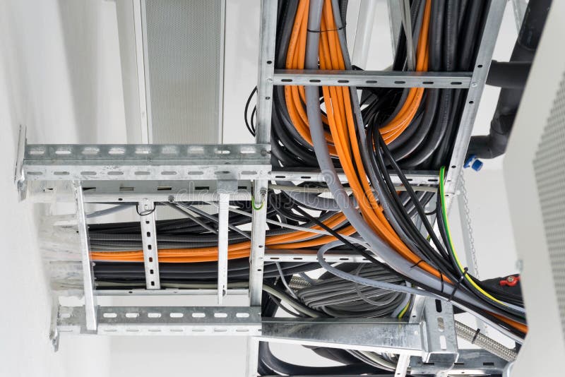 Different Cables on Cable Duct or Channel Stock Image - Image of duct ...