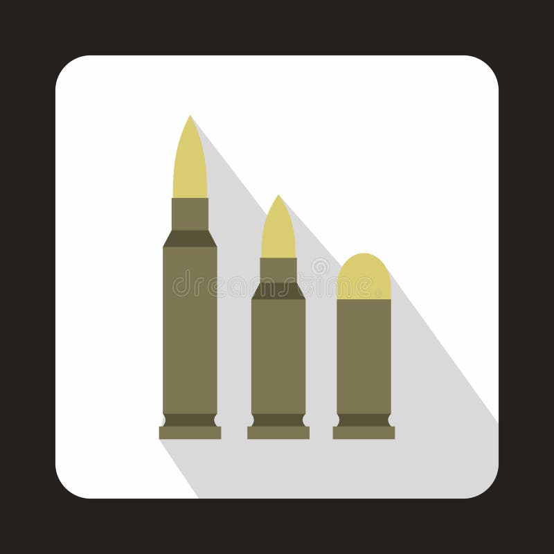 Different Caliber Bullets Icon, Flat Style Stock Vector - Illustration ...