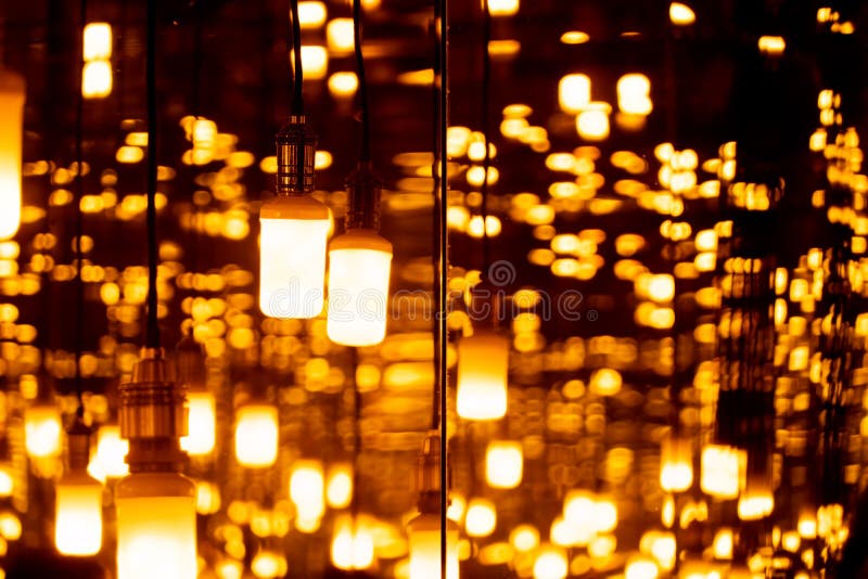 Different Candles with Mirrors Warm Lights in a Space, Reflections of ...