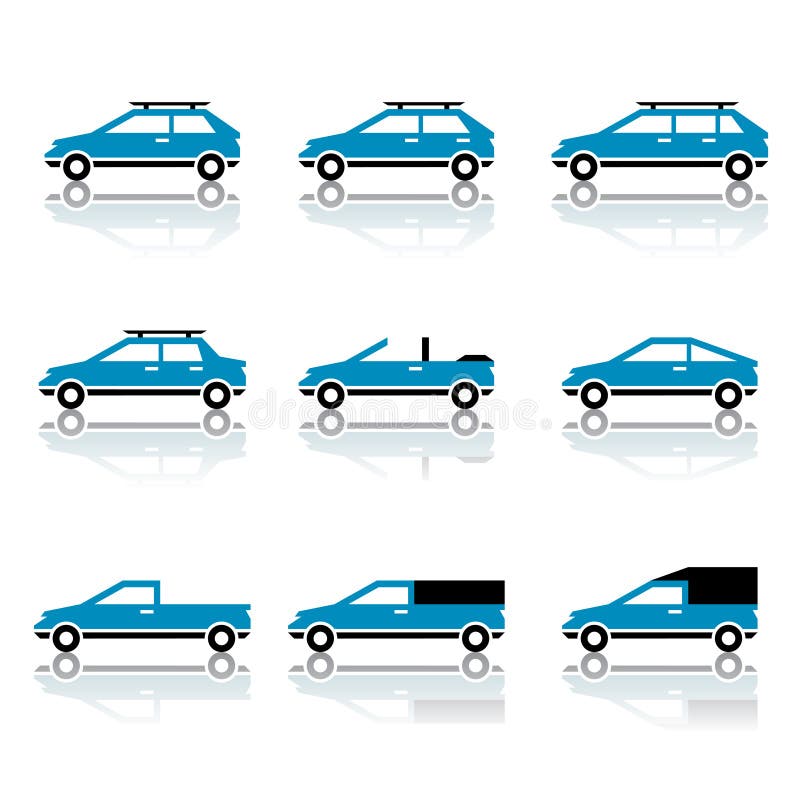 Different Car Body Style Icons Stock Vector - Illustration of engine ...