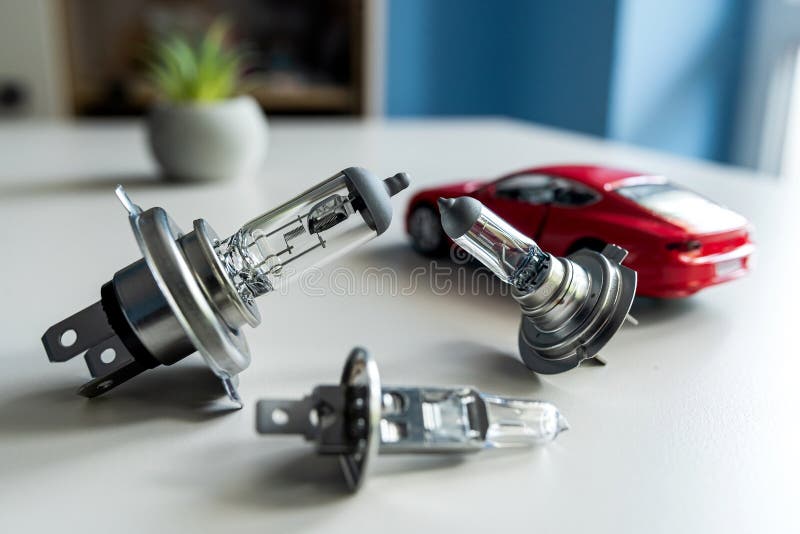 Different Car Headlight Bulb H7 H1 H4 on White Desk Stock Photo - Image ...