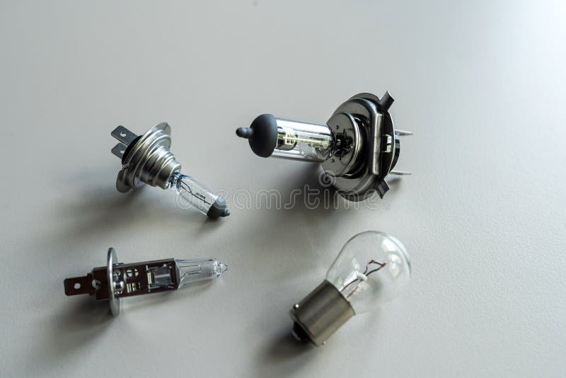 Different Car Headlight Bulb H7 H1 H4 on White Desk Stock Image - Image ...