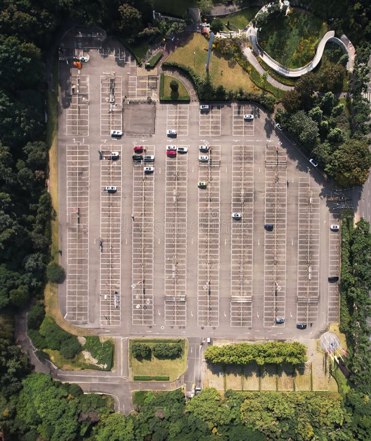 Different Car Rows Parked on Finished Auto Warehouse Area Stock Photo ...