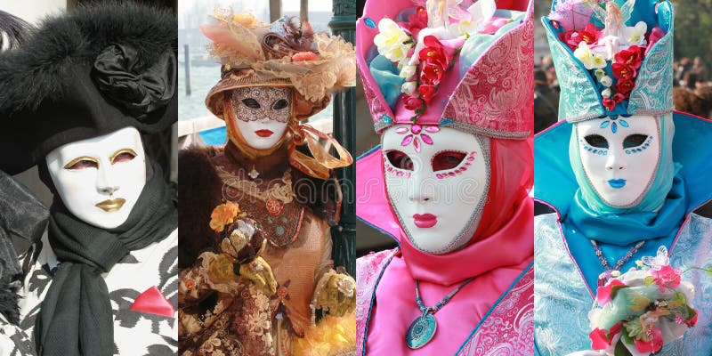 Different Carnival Masks Collage Editorial Image - Image of disguise ...