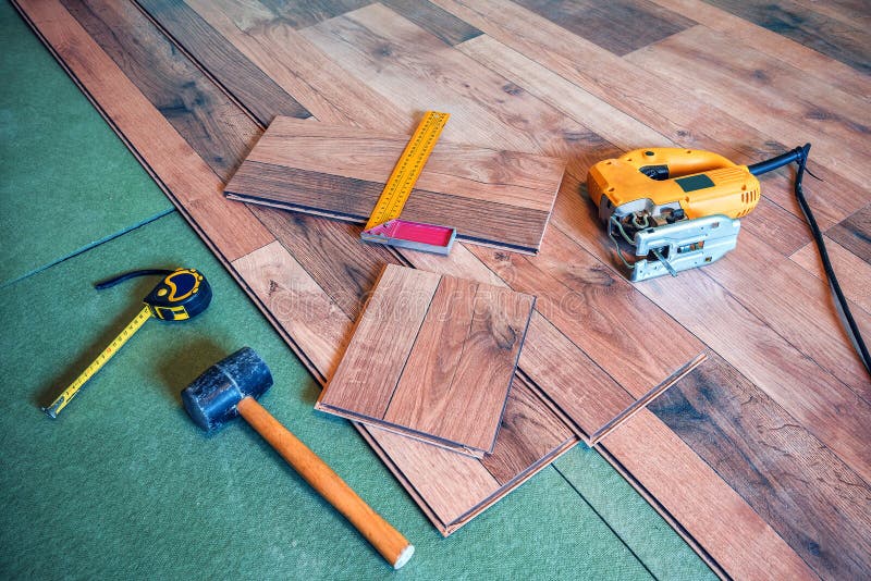 Carpenter Tools on the Laminated Floor Stock Photo - Image of ...