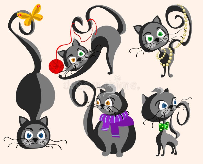 Different Cartoon Cats Collection Stock Vector - Illustration of home ...