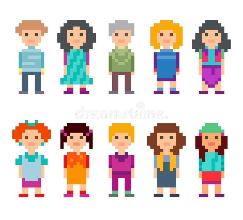 Different Pixel Art Characters Stock Illustrations – 101 Different ...