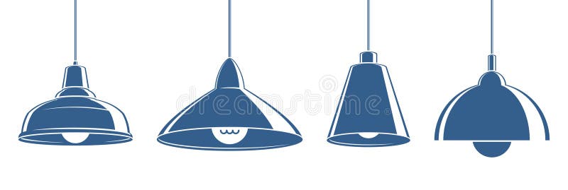 Different Ceiling Lamps for Interior Simple Vector Icons Set. Stock ...