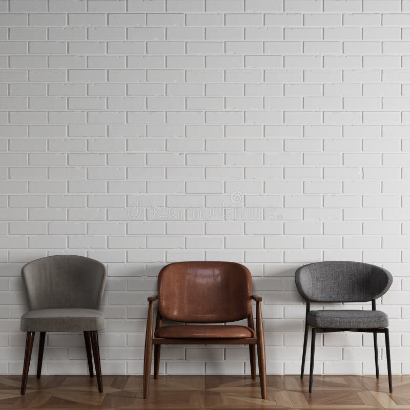 3 Different Chairs in Modern Style Standing in Front of White Brick ...