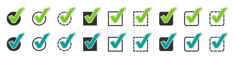 Different Checkbox Icon Set - Vector Illustrations - Isolated on White ...