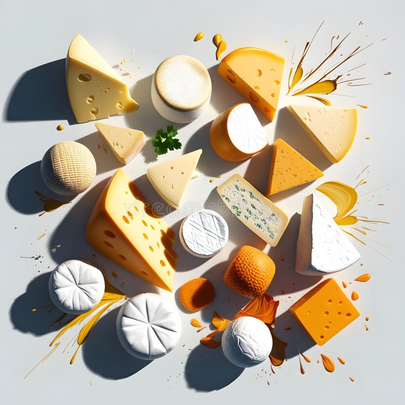 Different Cheese Slices Isolated on Transparent and White Background ...