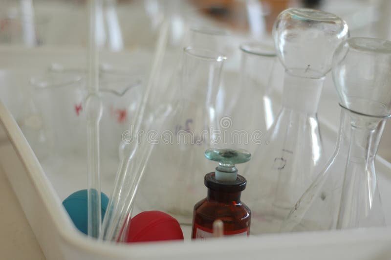 Different Chemical Glassware in the Laboratory Stock Image - Image of ...