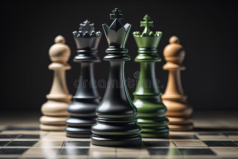 Different Chess Piece on a Solid Color Background. Ai Generative Stock ...